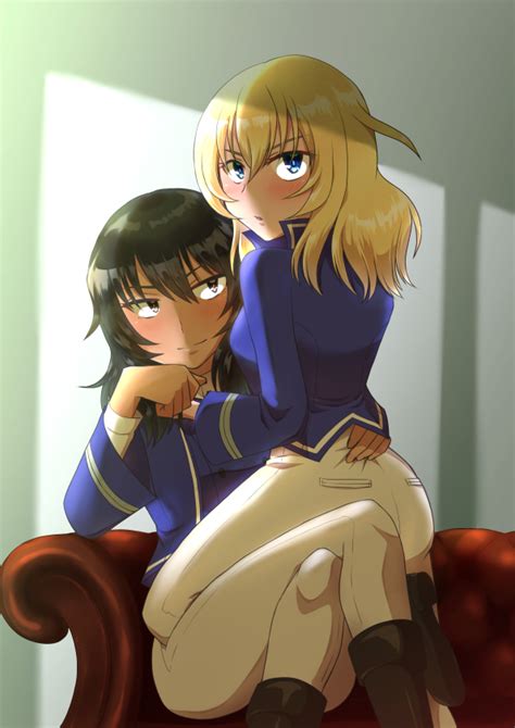 Safebooru 2girls Adapted Uniform Andou Girls Und Panzer Arm Around