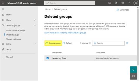 how to recover a deleted office 365 group using powershell