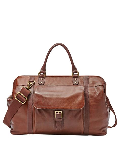 Fossil Mens Leather Duffle Bag Nar Media Kit