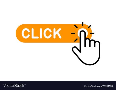click here button with hand icon royalty free vector image