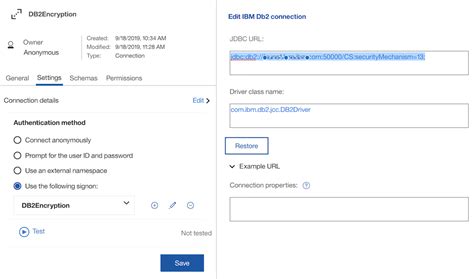 how to set up ibm cognos analytics with db2 data encrypt data source