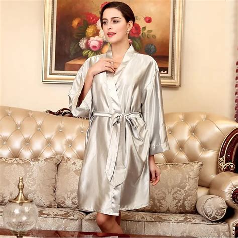 Yt 042 Bathrobe Women Satin Silk Sexy Robes Night Grown For Bridesmaid