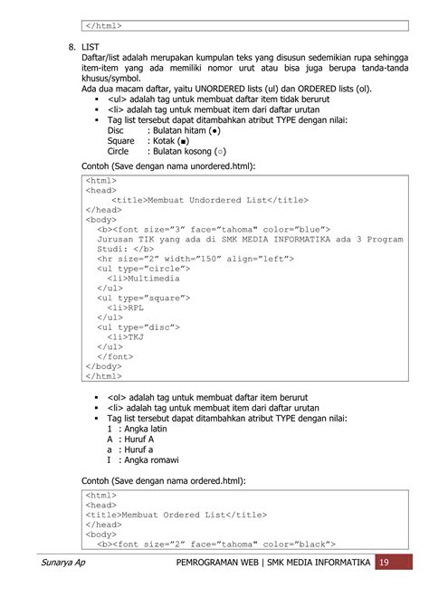 modul pemrograman web materi dasar html anaksisfo halaman 19 pdf