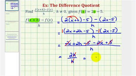 Ex 1 The Difference Quotient Linear Function Youtube