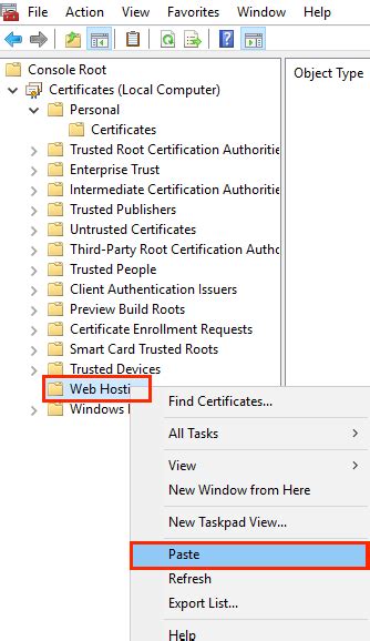 move certificate to another certificate store
