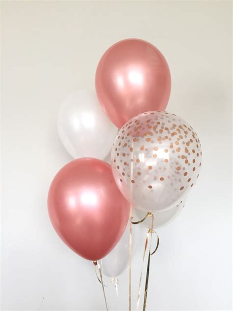 Rose Gold Balloon Bouquet Rose Gold And White Balloon Etsy