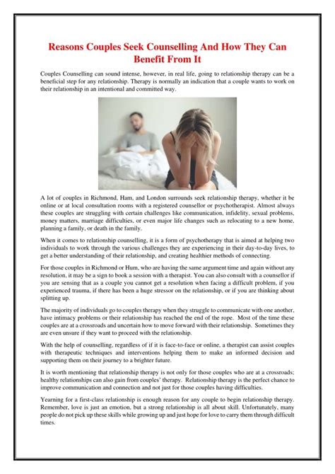 Ppt Reasons Couples Seek Counselling And How They Can Benefit From It