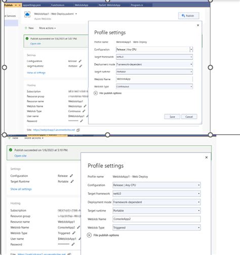 core 6 0 deploying azure app service webjob using 6