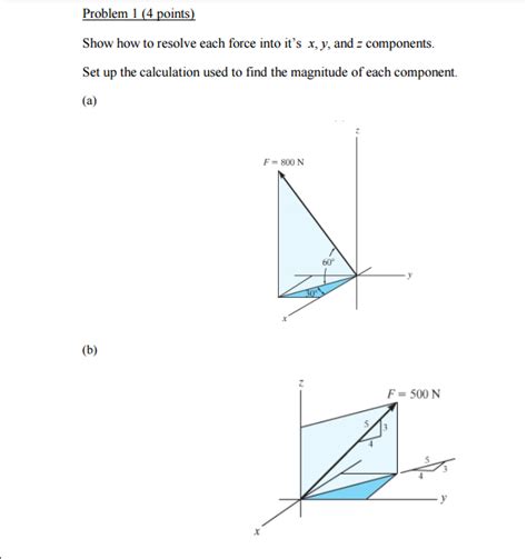 solved show how to resolve each force into it s x y and z