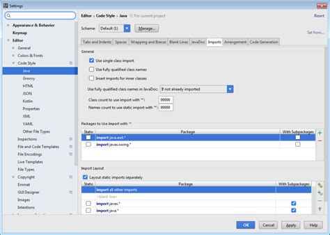 wildcard imports unter intellij idea deaktivieren ›
