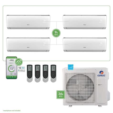 Reviews For Gree Gen3 Smart Home Quad Zone 34 000 Btu 3 Ton Ductless