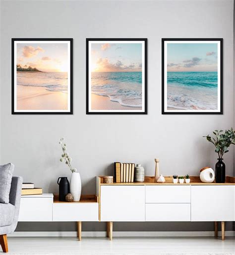 Beach Print Ocean Wall Art Beach Wall Art Set Of 3 Ocean Etsy France