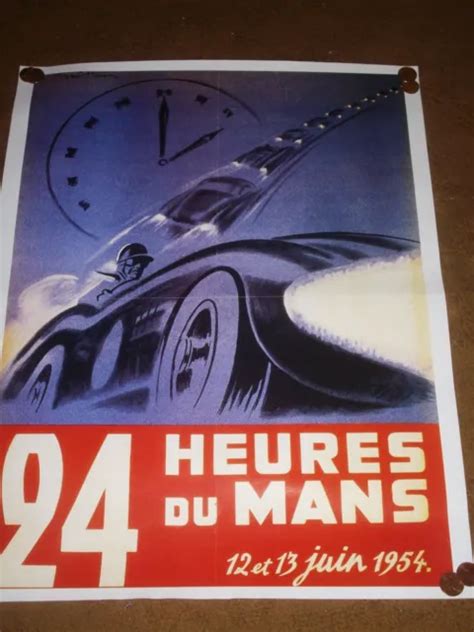 Affiche 24h 24 Heures Du Mans 1954 Geo Ham Reedition De 2004 44x58