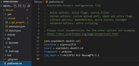 problems with library ble mouse for esp32 platformio ide platformio