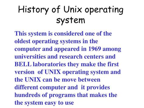 ppt history of unix operating system powerpoint
