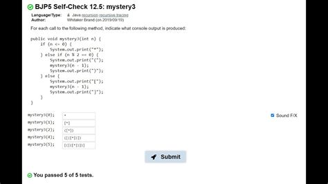 java practice it self check 12 5 mystery3 recursion recursive