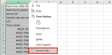 stand alone date time stamps in microsoft excel
