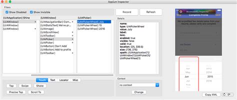 problems to swipe and set values on pickerwheel with java support