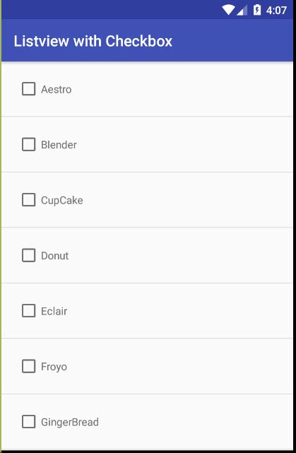 listview with checkbox in android example android app