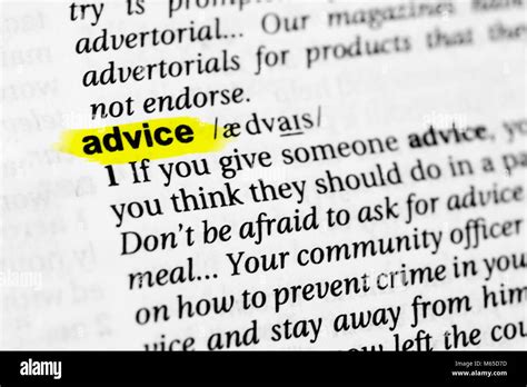 Highlighted English Word Advice And Its Definition In The Dictionary