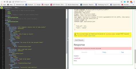 node js error server not found or an error occurred