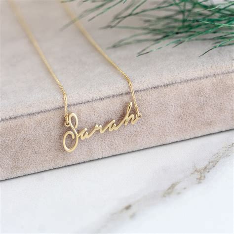 14k Solid Gold Name Necklace Gold Nameplate Necklace Custom Etsy