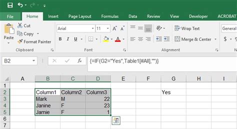 hide entire table in excel stack overflow