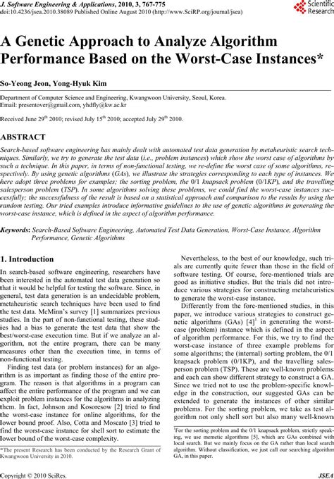 a genetic approach to analyze algorithm performance based on the worst