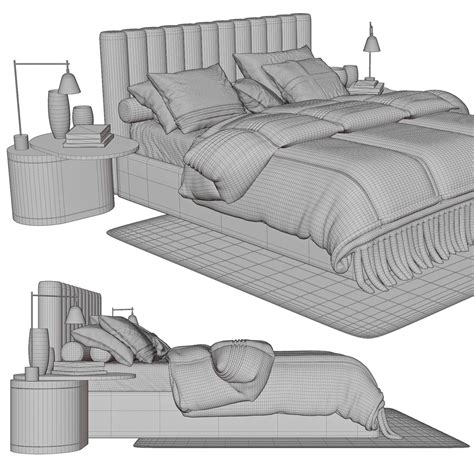 Bed B With Wooden Headboard And Footboard 3d Model Cgtrader