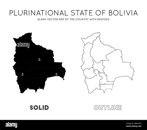 Bolivia Mapa Mapa Vectorial En Blanco Del País Con Regiones Fronteras