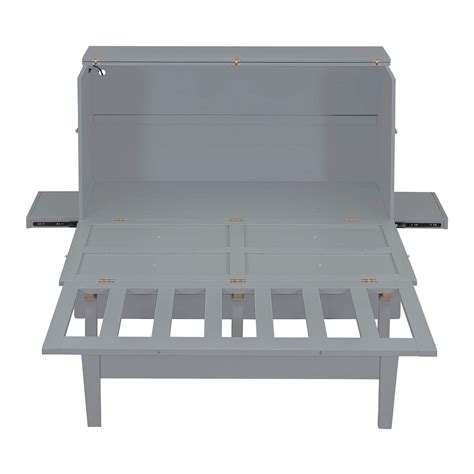 Queen Size Murphy Bed With Usb Port And Removable Shelves On Each Side