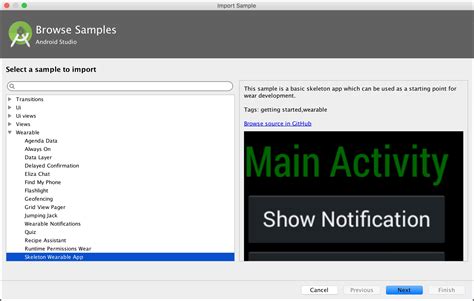 let s build a skeleton application mastering android wear application