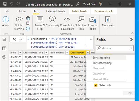 data view column dropdown does not show checkboxes microsoft power