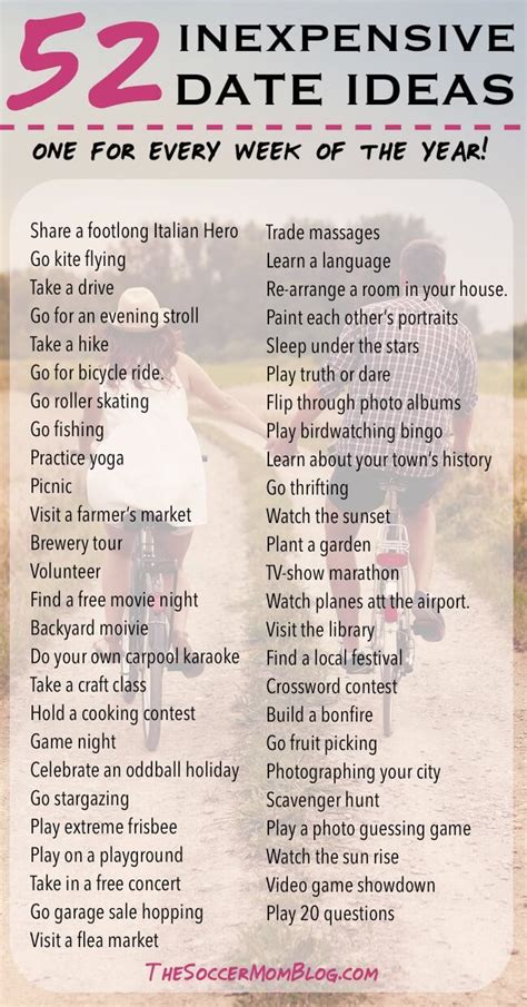 56 Free Or Cheap Date Ideas A Whole Year Of Unique Ideas