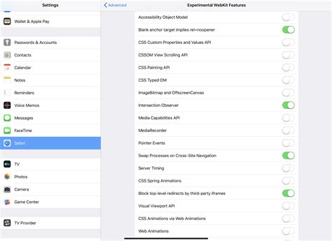 experimental features in safari on ios … apple community