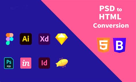 convert psd to html figma to html xd to html css responsive bootstrap
