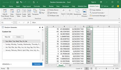 random list generator no repeats nunomber