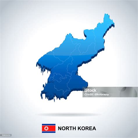 Nordkorea Karte Und Flagge Detaillierte Vektorillustration Stock Vektor