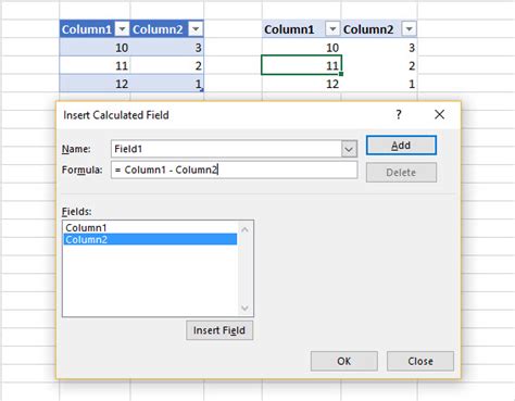 vba add a calculated field in a pivot table with a reference to a
