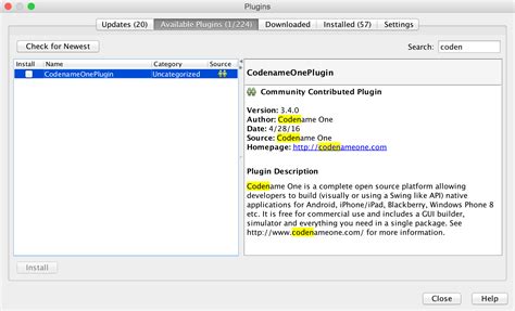 netbeans plugin update center codename one
