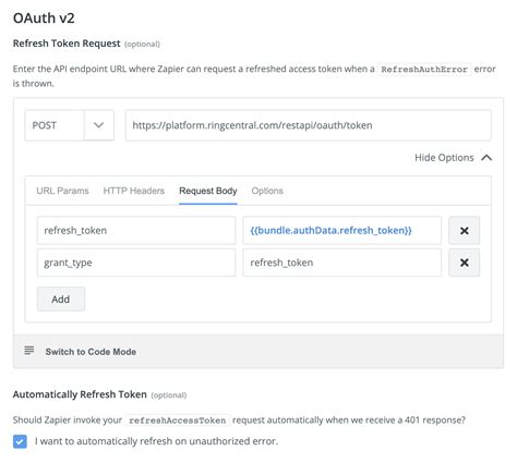 how to enable zapier oauth 2 0 refresh token flow using ringcentral api