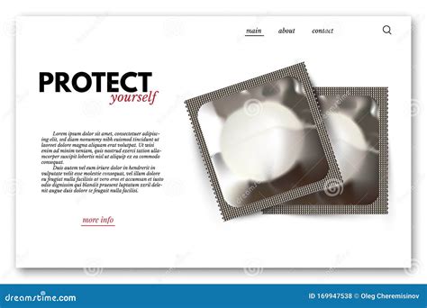 Safe Sex And Reproductive Health Vector Webpage Template Two Condoms
