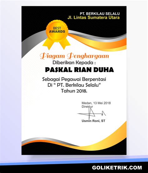 Desain Sertifikat Lomba Mewarnai Contoh Piagam Penghargaan Acara