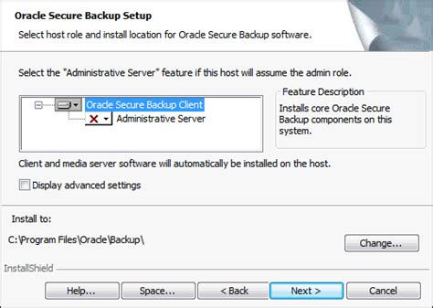 installing oracle secure backup on windows