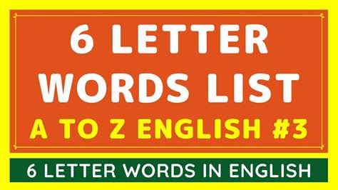 List Of 6 Letter Words In English 3 A To Z Six Letter Words English