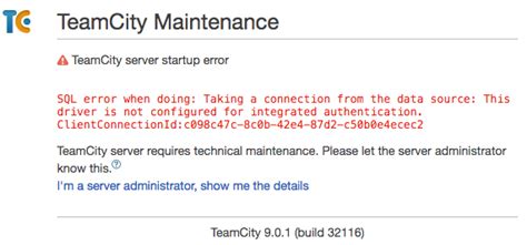 configuring integrated security for a teamcity sql database