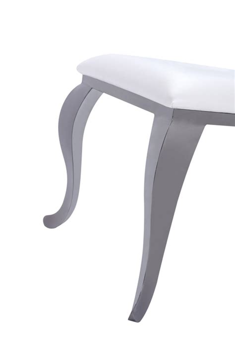 White Leatherette Black Stainless Steel Dining Chair Set 2 Vig Modrest