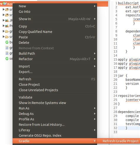 kotlin eclipse refresh gradle project