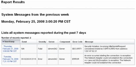 to run a system log report from the administrator interface oracle