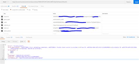 access token request throws aadsts50012 invalid client secret is